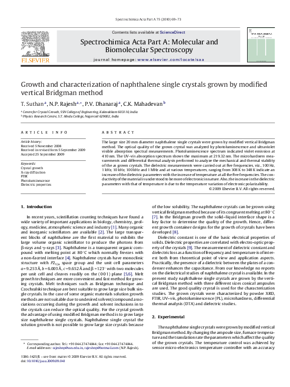 (PDF) Growth and characterization of naphthalene single crystals grown ...