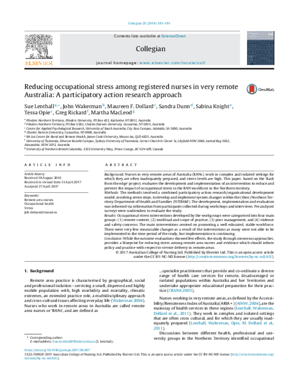 (PDF) Reducing occupational stress among registered nurses in very ...