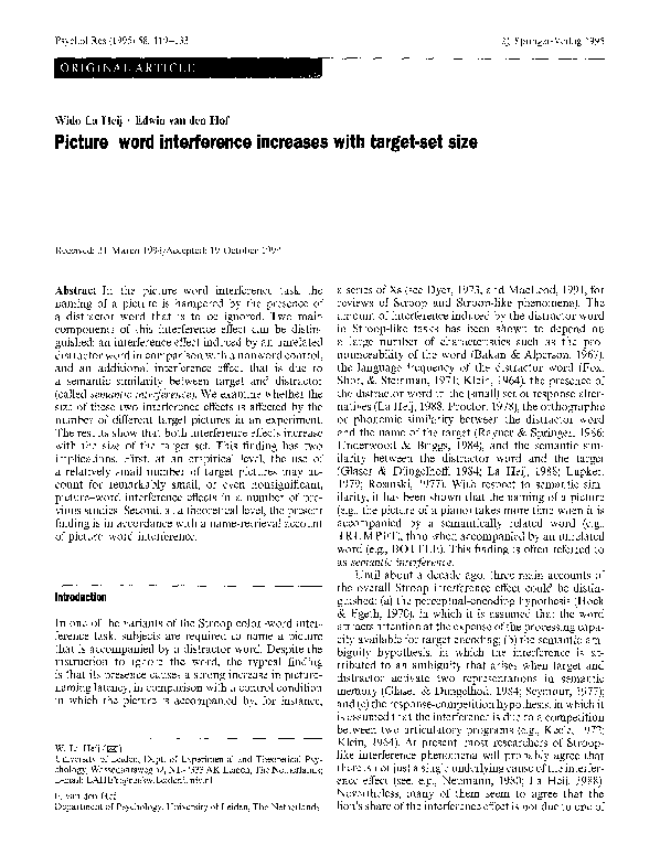 (PDF) Picture-word interference increases with target-set size