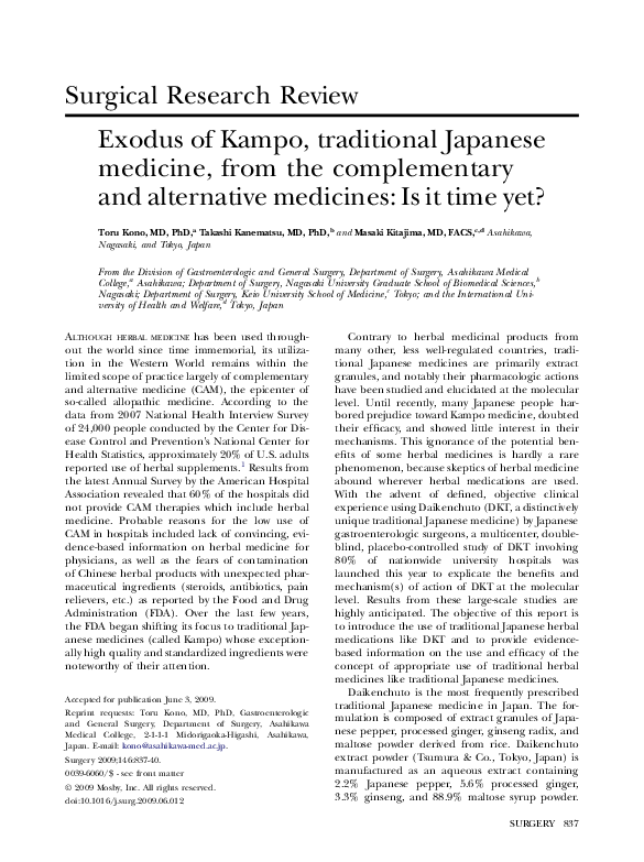 (PDF) Exodus of Kampo, traditional Japanese medicine, from the ...
