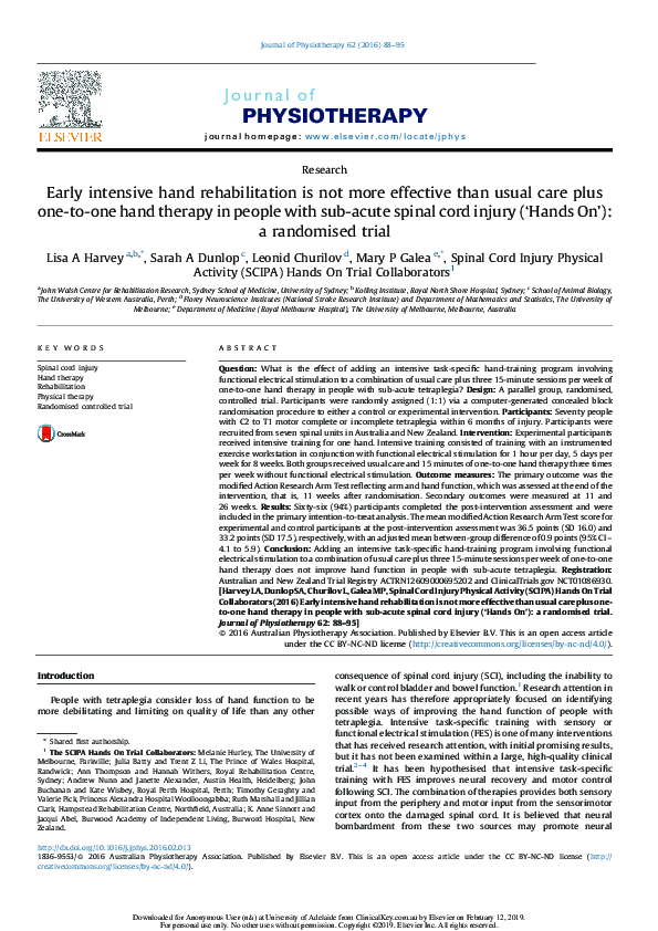 (PDF) Early intensive hand rehabilitation is not more effective than ...