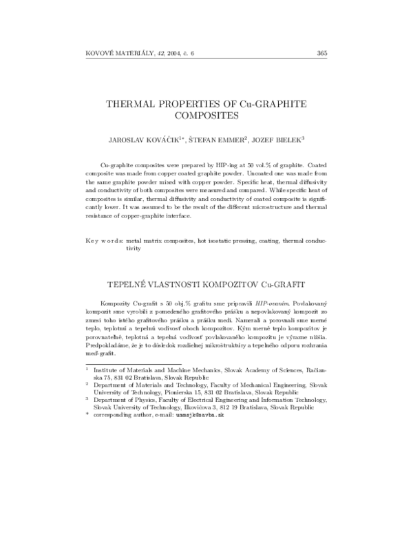 (PDF) THERMAL PROPERTIES OF Cu-GRAPHITE COMPOSITES