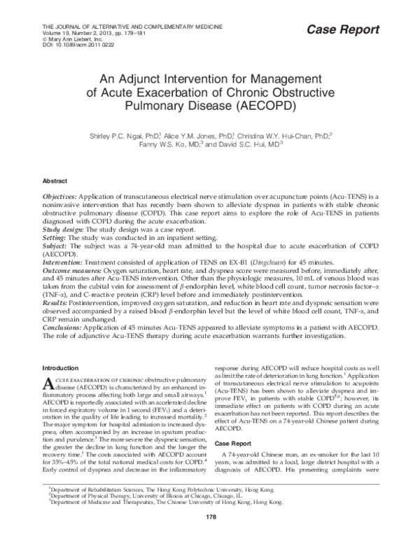 (PDF) An Adjunct Intervention for Management of Acute Exacerbation of ...