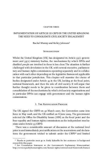 (PDF) Implementation of Article 33 CRPD in the United Kingdom: The Need ...