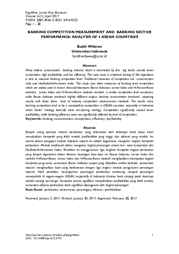 (PDF) Banking Competition Measurement and Banking Sector Performance ...
