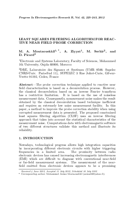Least Squares Filtering Algorithm For Reactive Near Field Probe Correction