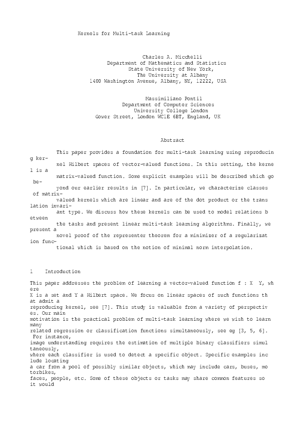 Kernels for multi-task learning