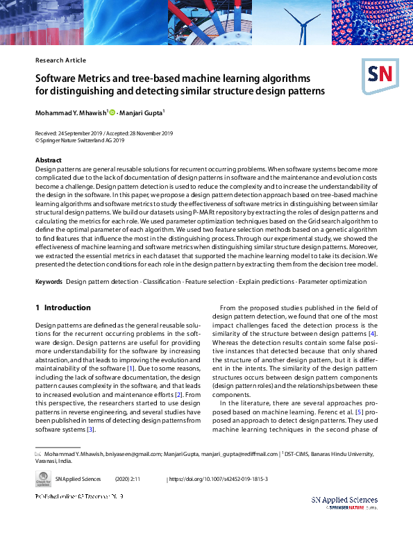 (PDF) Software Metrics and tree-based machine learning algorithms for distinguishing and ...