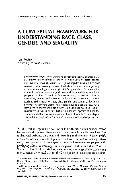(PDF) A Conceptual Framework for Understanding Race, Class, Gender, and ...