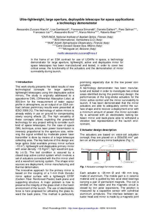 (PDF) Ultra-lightweight, large aperture, deployable telescope for space ...