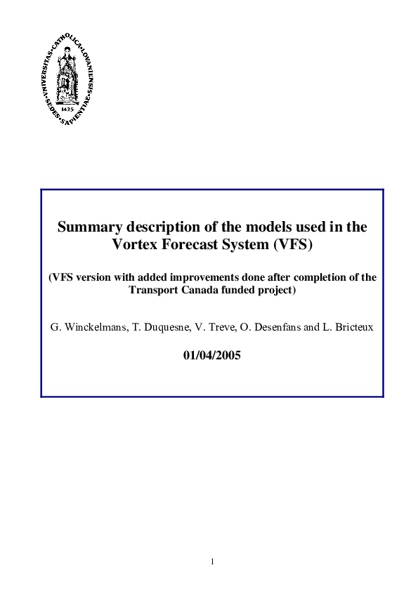Pdf Summary Description Of The Models Used In The Vortex Forecast System Vfs