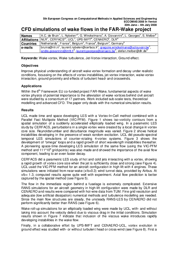 (PDF) CFD simulations of wake flows in the FAR-Wake project