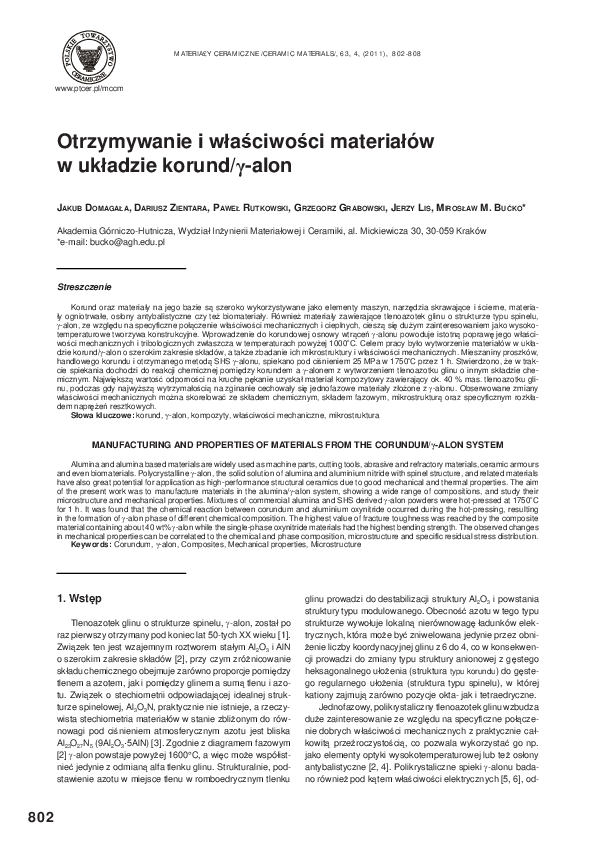 (PDF) Manufacturing and properties of materials from the corundum/γ ...