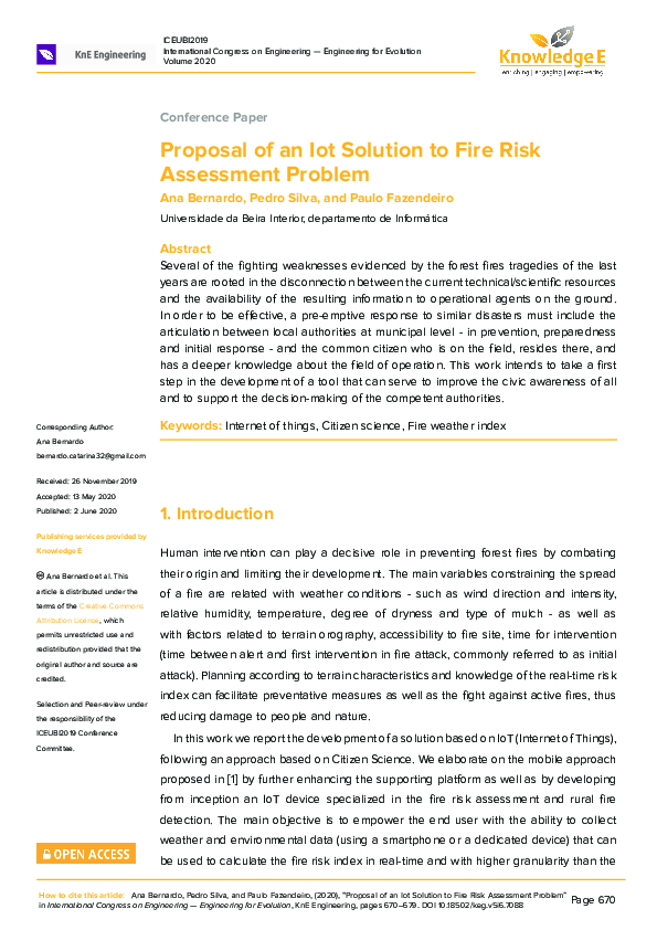 (PDF) Proposal of an Iot Solution to Fire Risk Assessment Problem