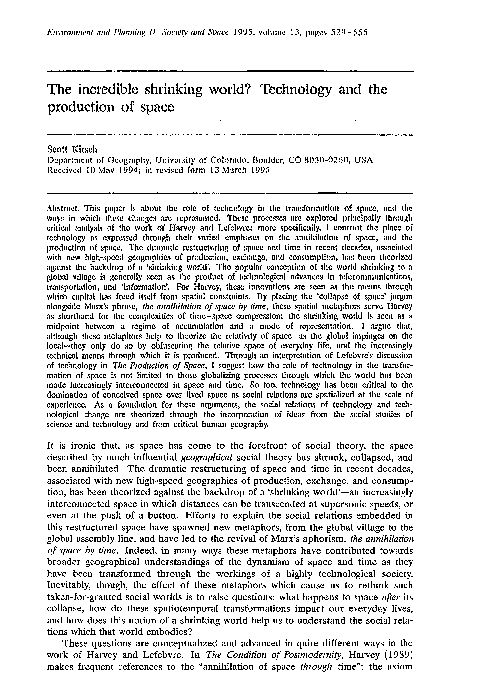 (PDF) The Incredible Shrinking World? Technology and the Production of ...