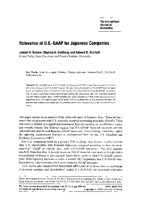 (PDF) Relevance of U.S.-GAAP for Japanese companies