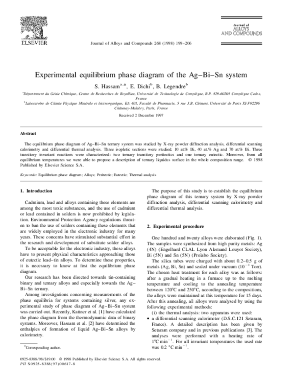 (PDF) Experimental equilibrium phase diagram of the Ag–Bi–Sn system