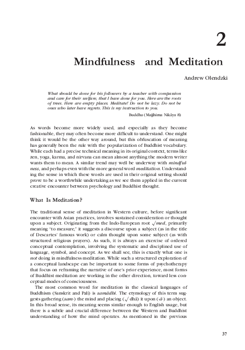 (PDF) Mindfulness and Meditation
