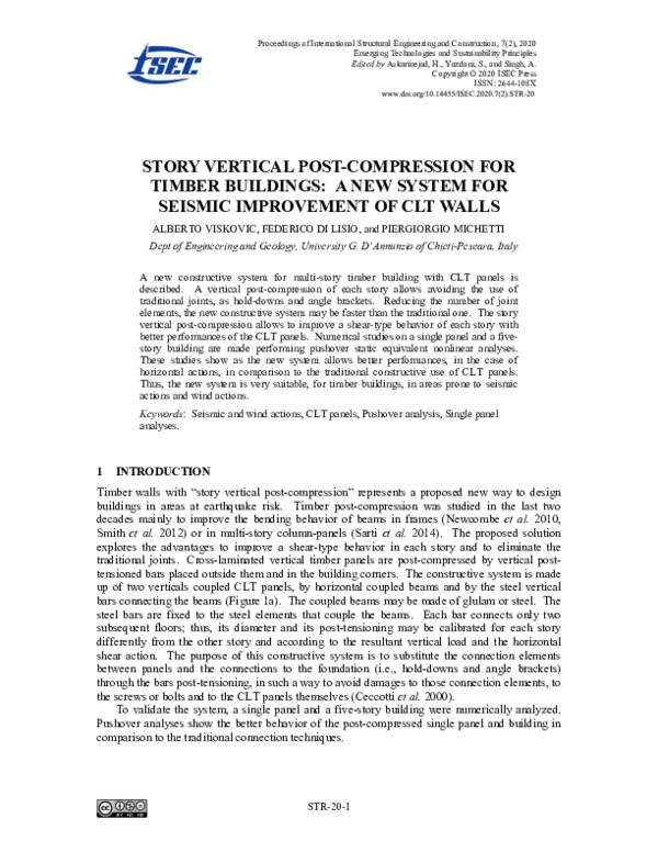 (PDF) Story Vertical Post-Compression for Timber Buildings: A New ...