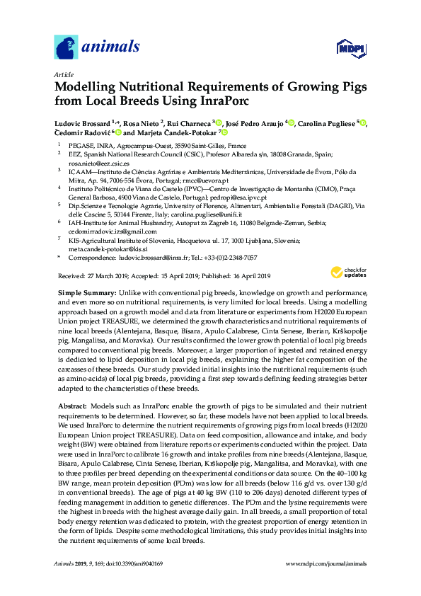 (PDF) Modelling Nutritional Requirements of Growing Pigs from Local ...