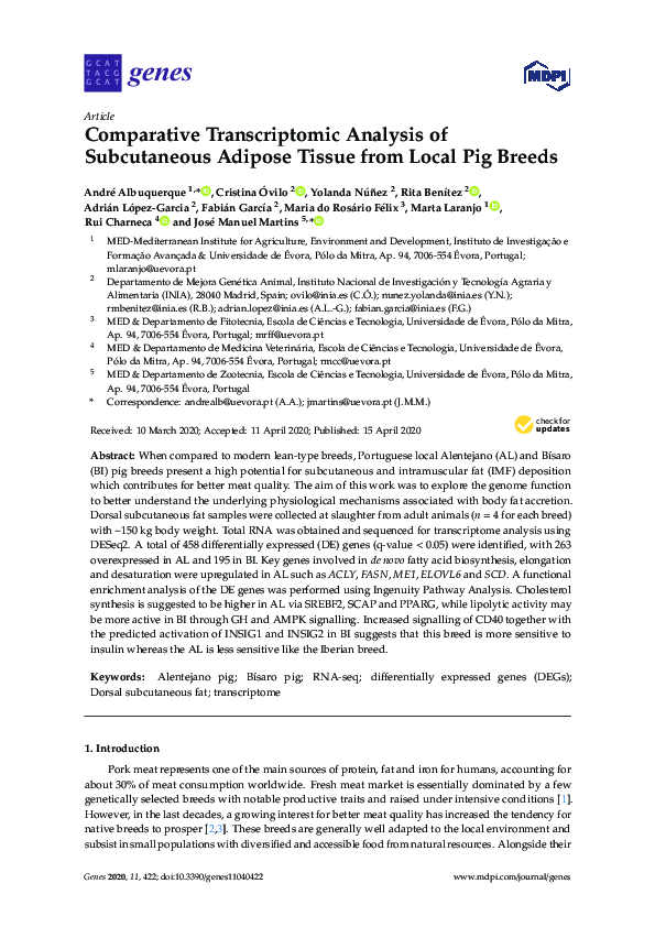 Pdf Comparative Transcriptomic Analysis Of Subcutaneous Adipose