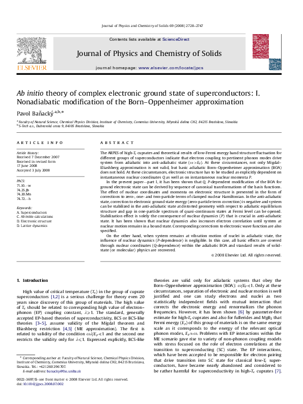 (PDF) Ab initio theory of complex electronic ground state of superconductors: I. Nonadiabatic ...