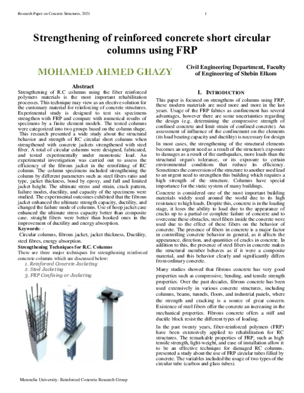 (PDF) Strengthening of reinforced concrete short circular columns using ...