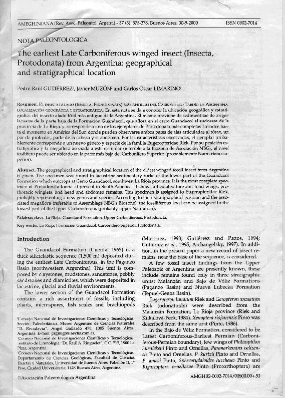 (PDF) The earliest Late Carboniferous winged insect (Insecta ...