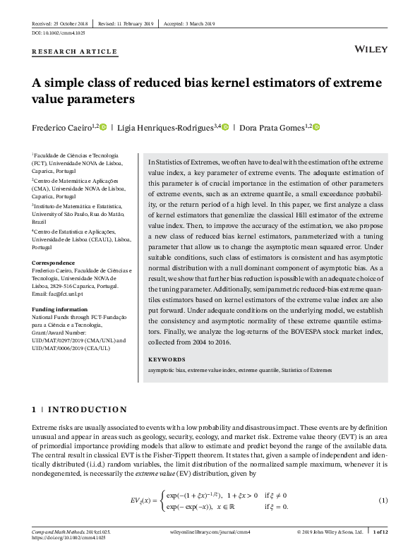Pdf A Simple Class Of Reduced Bias Kernel Estimators Of Extreme Value Parameters