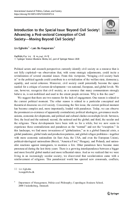 (PDF) Introduction to the Special Issue ‘Beyond Civil Society ...