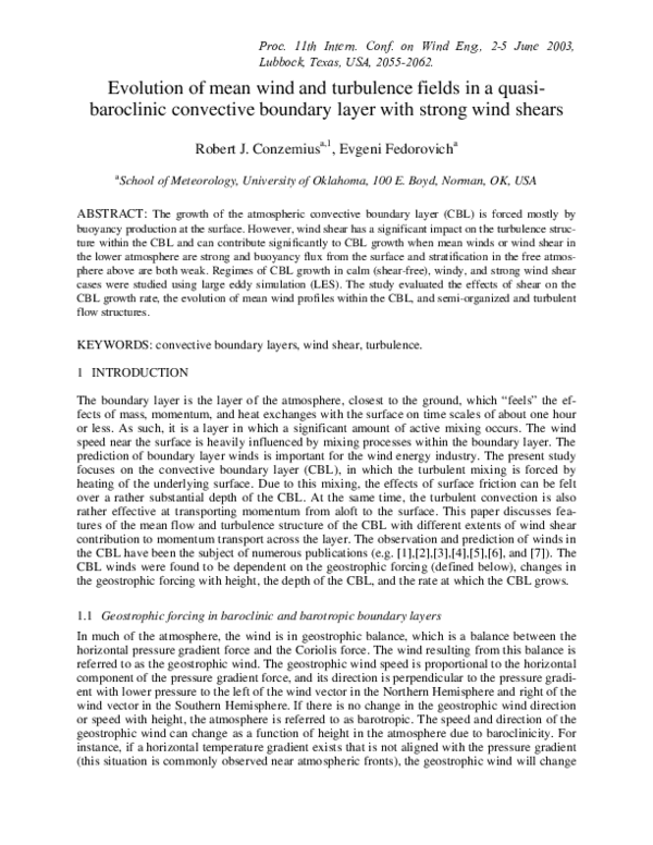 (PDF) Evolution of mean wind and turbulence fields in a quasi- baroclinic convective boundary ...