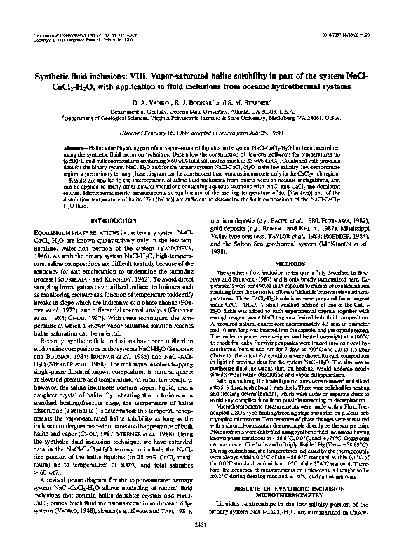 (PDF) Synthetic Fluid Inclusions XIV: Coexisting Silicate Melt and ...