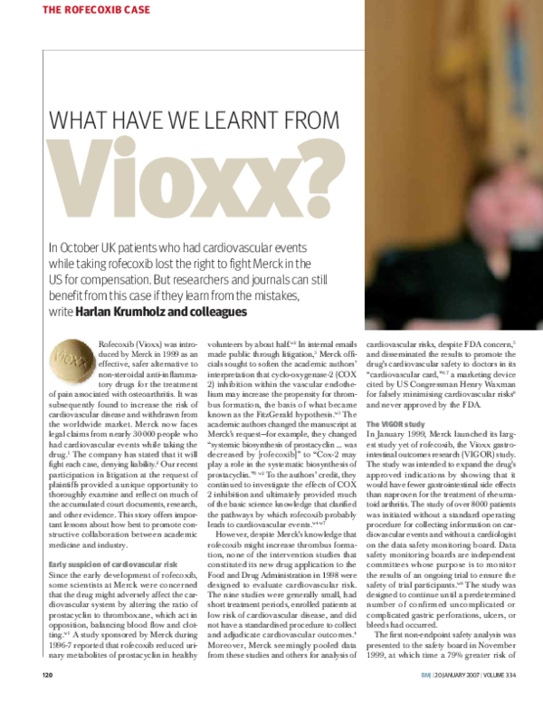 (PDF) What have we learnt from Vioxx?