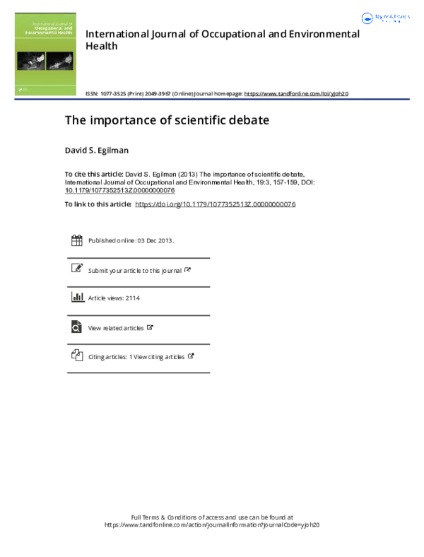 (PDF) The importance of scientific debate