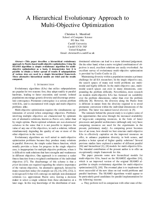 (PDF) A hierarchical evolutionary approach to multi-objective optimization