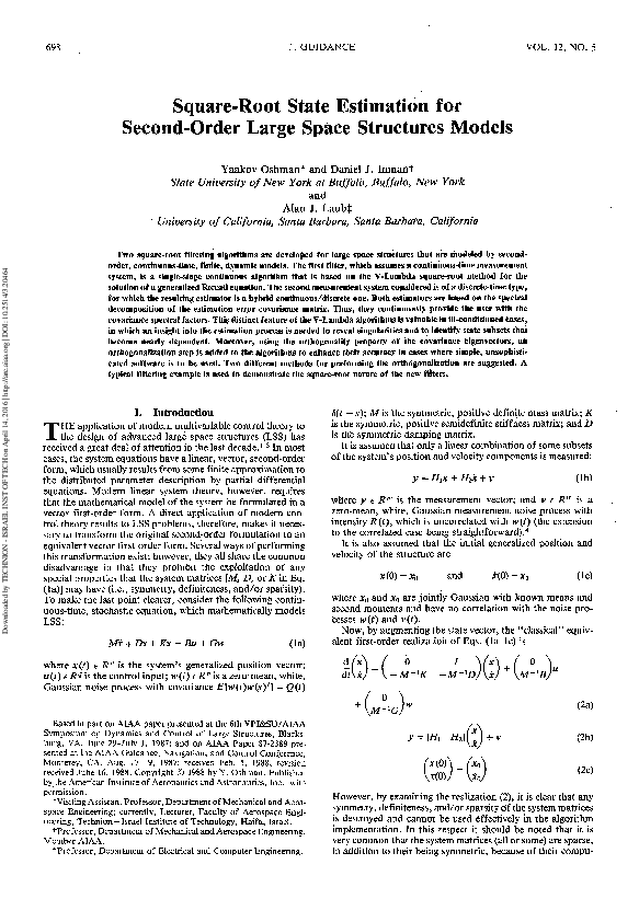 (PDF) Square-root state estimation for second-order large space ...