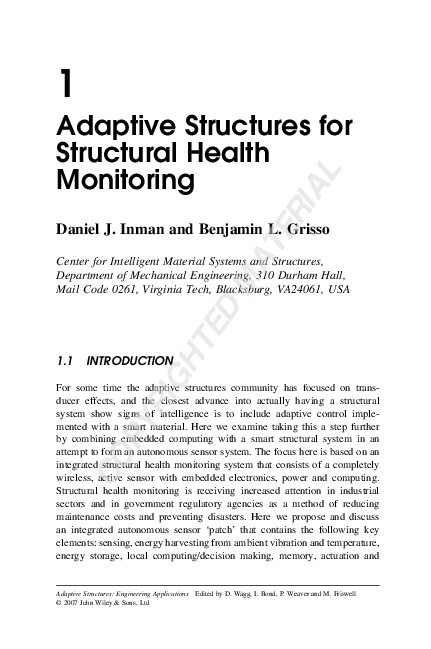 (PDF) Adaptive Structures for Structural Health Monitoring