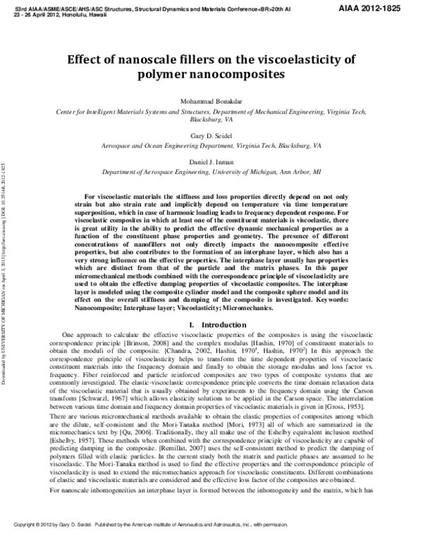 (PDF) Effect of Nanoscale Fillers on the Viscoelasticity of Polymer ...