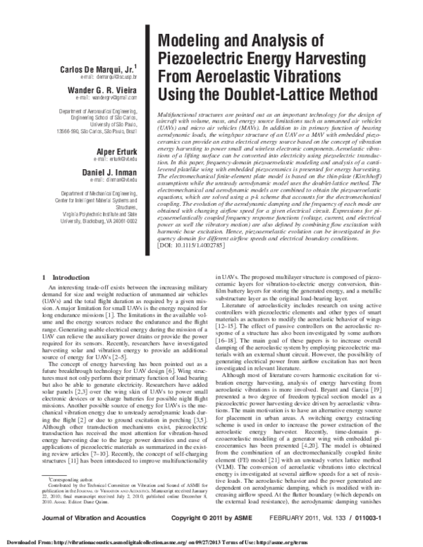 (PDF) Modeling and Analysis of Piezoelectric Energy Harvesting From ...