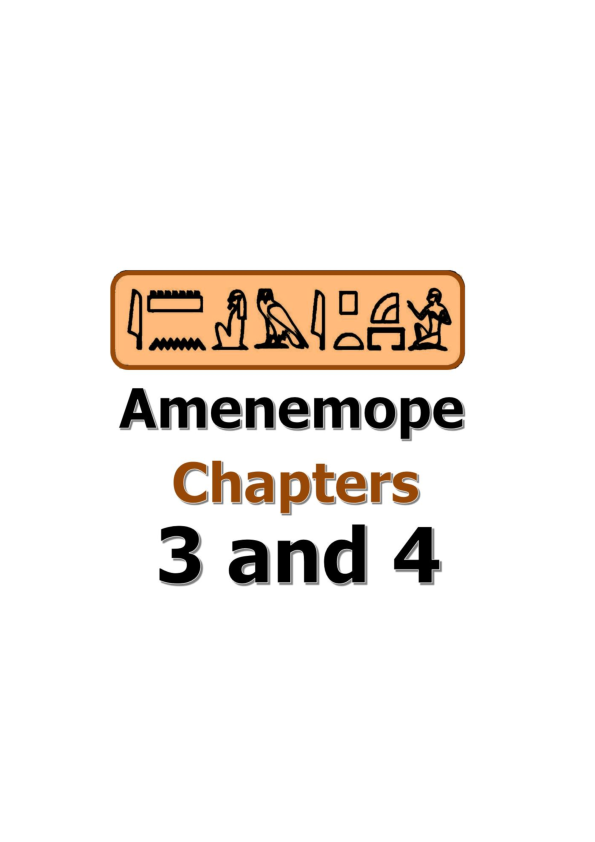 (PDF) Amenemope, Chapters 3 and 4