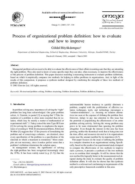 (PDF) Process of organizational problem definition: how to evaluate and ...
