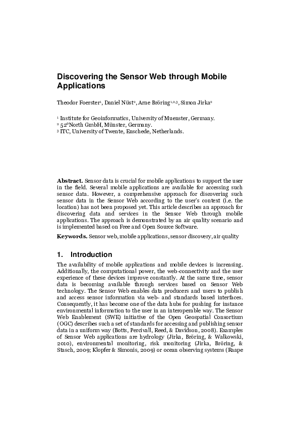 (PDF) Discovering the Sensor Web through Mobile Applications