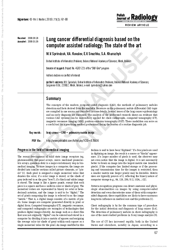 (PDF) Lung cancer differential diagnosis based on the computer assisted ...