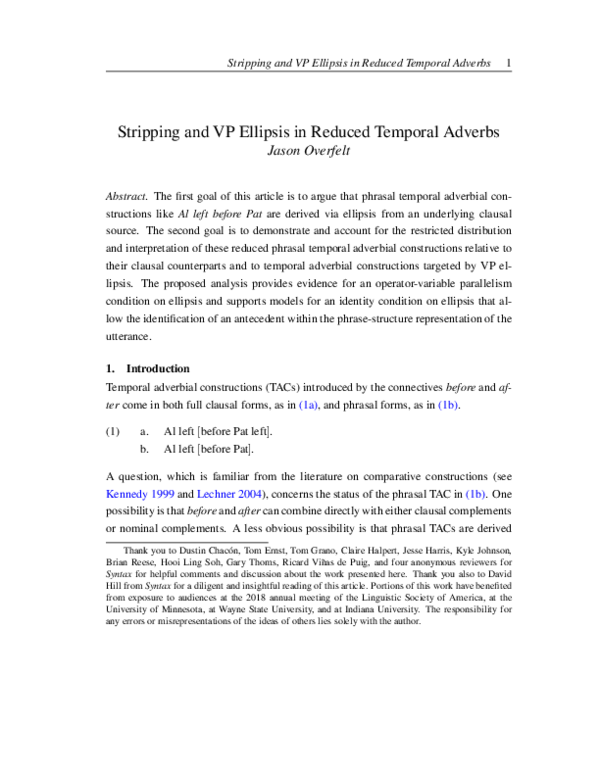 (PDF) Stripping and VP-Ellipsis in reduced temporal adverbs