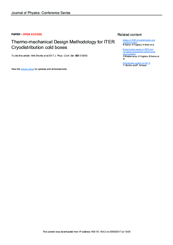(PDF) Thermo-mechanical Design Methodology for ITER Cryodistribution ...
