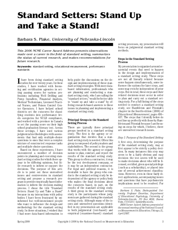 (PDF) Standard Setters: Stand Up and Take a Stand!