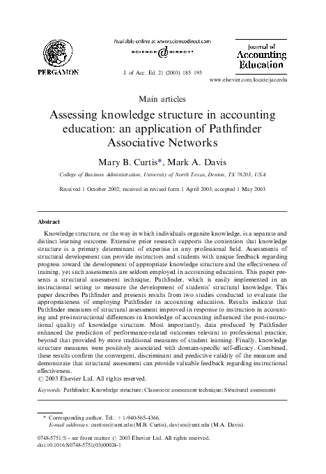 (PDF) Assessing knowledge structure in accounting education: an ...