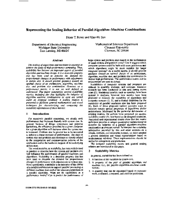 (PDF) Representing the scaling behavior of parallel algorithm-machine combinations