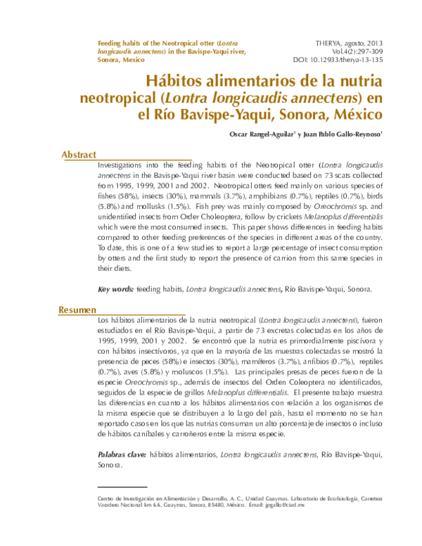 (PDF) Depredación de aves acuáticas por la nutria neotropical (Lontra ...