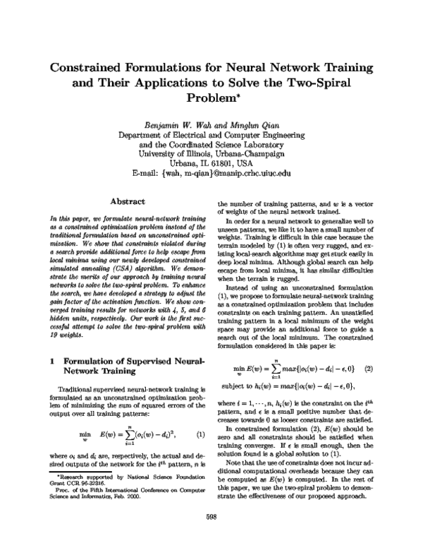 (PDF) Constrained formulations for neural network training and their applications to solve the ...